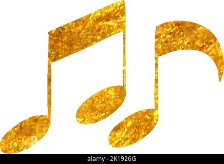 Music notes icon in gold glitter texture. Sparkle luxury style vector ...