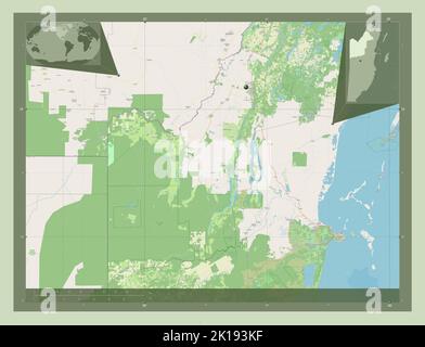 Orange Walk, district of Belize. Open Street Map. Locations of major ...