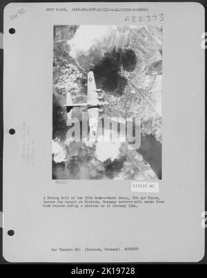 A B-17 Flying Fortress of the 95th Bombardment Group, seen in flight ...