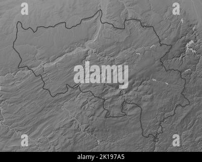 Liege, province of Belgium. Grayscale elevation map with lakes and ...
