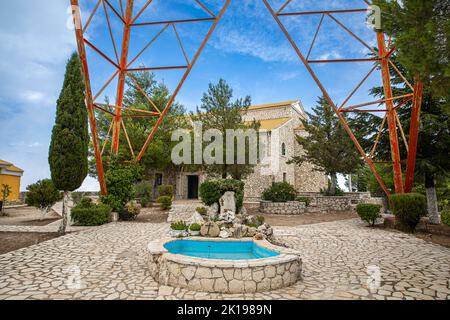Courtyard of the Monastery of Pantokrator on the island of Corfu ...