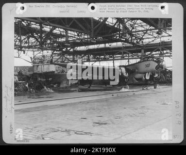 Some Of The Bomb Damage In The Erla Aircraft Factory At Leipzig. Steel ...