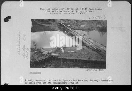 Totally Destroyed Railroad Bridges At Bad Munster, Germany. Destroyed ...