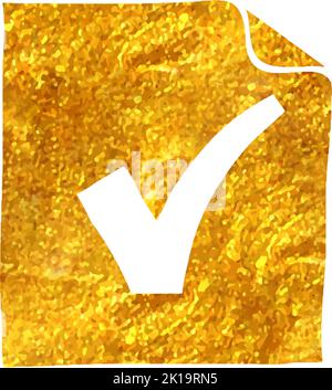 Checkmark icon in gold glitter texture. Sparkle luxury style vector ...