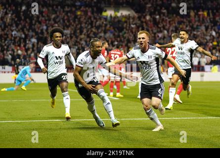 Fulham's Harrison Reed celebrates scoring their side's second goal of ...