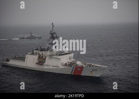 USCGC Midgett (WMSL 757) and Singapore Naval ship MSRV Bastion conduct ...