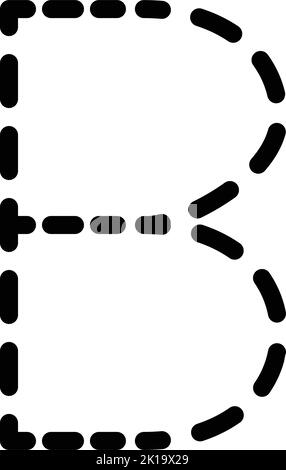 Tracing Alphabet letter B activity prewriting dotted line element for kindergarten, preschool ...