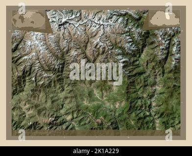 Bumthang, district of Bhutan. High resolution satellite map. Locations ...