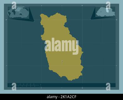 Bumthang, district of Bhutan. Solid color shape. Locations of major ...
