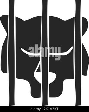 Hand drawn Caged animal icon in sticker style vector illustration Stock ...