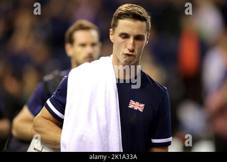Joe Salisbury of Great Britain looks on during the Round Robin doubles ...