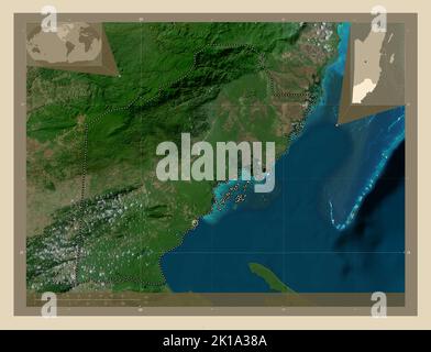 Belize, district of Belize. High resolution satellite map. Locations ...