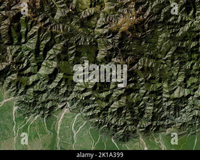 Chhukha, district of Bhutan. Low resolution satellite map. Locations ...