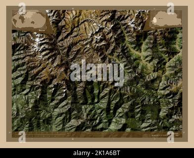 Haa, district of Bhutan. Low resolution satellite map. Locations of ...