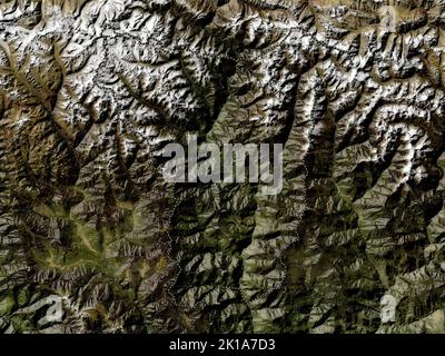 Lhuentse, district of Bhutan. Low resolution satellite map. Locations ...
