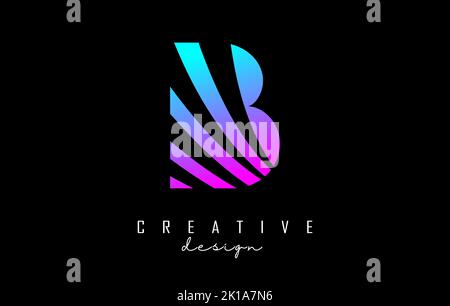 Colorful letter N logo with leading lines and road concept design ...