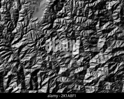 Paro, district of Bhutan. Bilevel elevation map with lakes and rivers ...