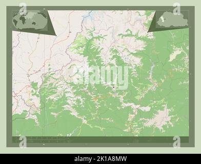 Paro, district of Bhutan. Open Street Map. Locations and names of major ...