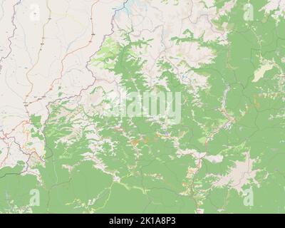 Paro, district of Bhutan. Open Street Map. Locations and names of major ...