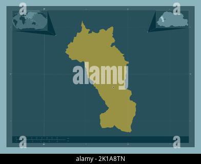 Paro, district of Bhutan. Solid color shape. Locations and names of ...