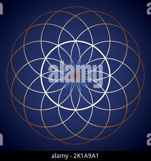 Gold Torus Yantra Sacred Geometry in dark blue background Stock Vector ...
