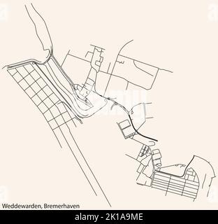 Street roads map of the WEDDEWARDEN DISTRICT, BREMERHAVEN Stock Vector ...