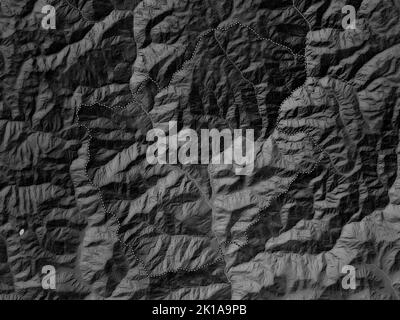 Punakha, district of Bhutan. Elevation map colored in sepia tones with ...