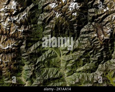 Punakha, district of Bhutan. Low resolution satellite map. Locations ...