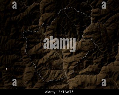Punakha, district of Bhutan. Colored elevation map with lakes and ...