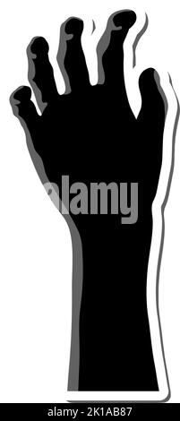 Zombie Hand Sticker With Shadow Over White Background for Creating ...