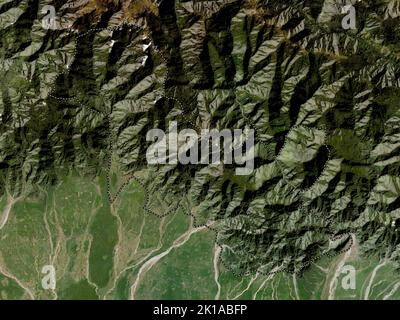 Samtse, district of Bhutan. Low resolution satellite map. Corner ...