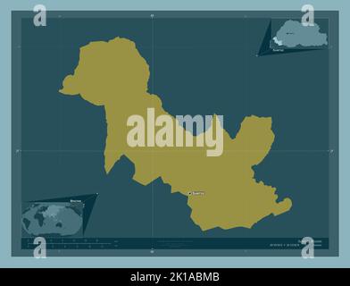 Samtse, district of Bhutan. Solid color shape. Locations of major ...