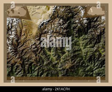 Thimphu, district of Bhutan. Low resolution satellite map Stock Photo ...