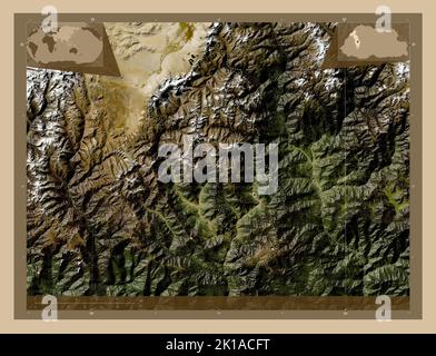 Thimphu, district of Bhutan. Low resolution satellite map Stock Photo ...
