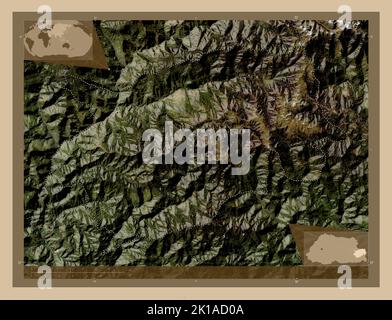 Trashigang, district of Bhutan. Low resolution satellite map. Locations ...