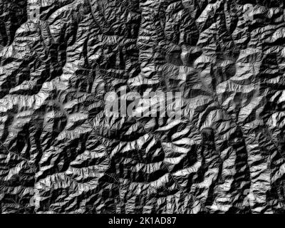 Trongsa, district of Bhutan. Elevation map colored in wiki style with ...