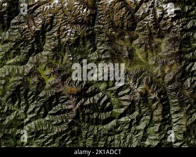 Trongsa, district of Bhutan. Low resolution satellite map. Locations ...