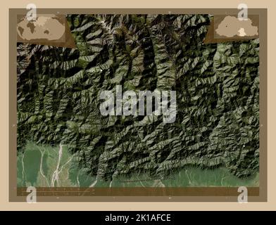 Zhemgang, district of Bhutan. Low resolution satellite map Stock Photo ...