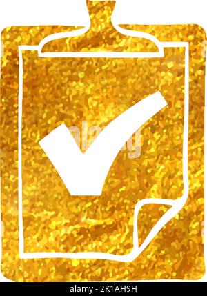 Checklist icon in gold glitter texture. Sparkle luxury style vector ...