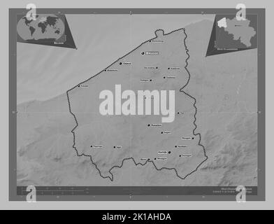 West-Vlaanderen, province of Belgium. Grayscale elevation map with ...