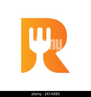 Letter R Restaurant Logo Combined with Fork Icon Vector Template Stock ...
