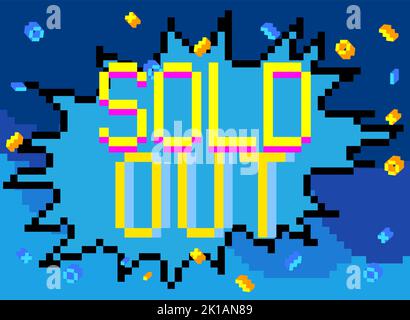 Sold Out. Pixelated word with geometric graphic background. Vector ...