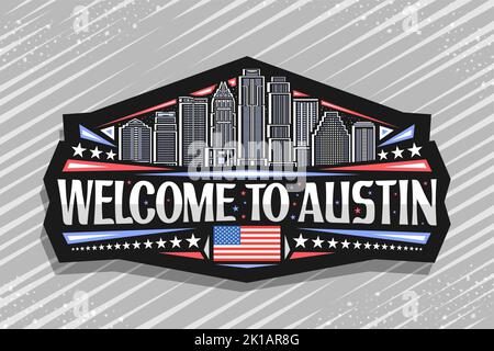 Austin city skyline, Texas - outline of downtown of Austin, cityscape ...