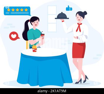 Restaurant Rating Review Template Hand Drawn Cartoon Flat Illustration ...