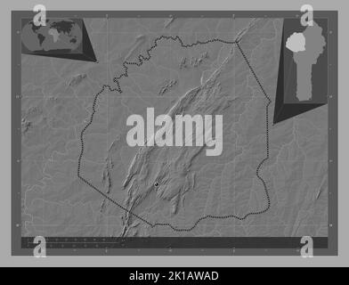 Atakora, department of Benin. Bilevel elevation map with lakes and ...