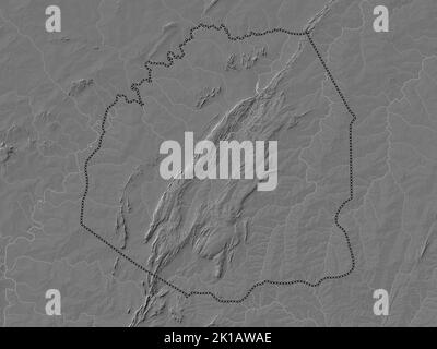 Atakora, department of Benin. Elevation map colored in sepia tones with ...
