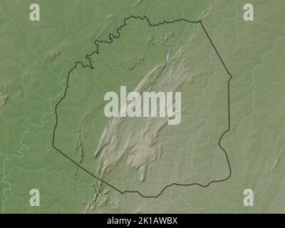 Atakora, department of Benin. Colored elevation map with lakes and ...