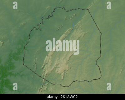 Atakora, department of Benin. Colored elevation map with lakes and ...