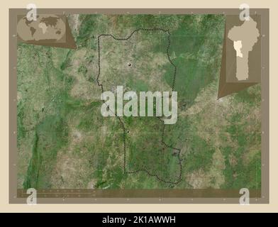 Donga, department of Benin. High resolution satellite map. Locations ...