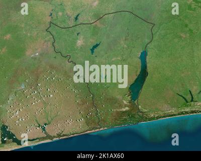 Mono, department of Benin. High resolution satellite map. Locations and ...